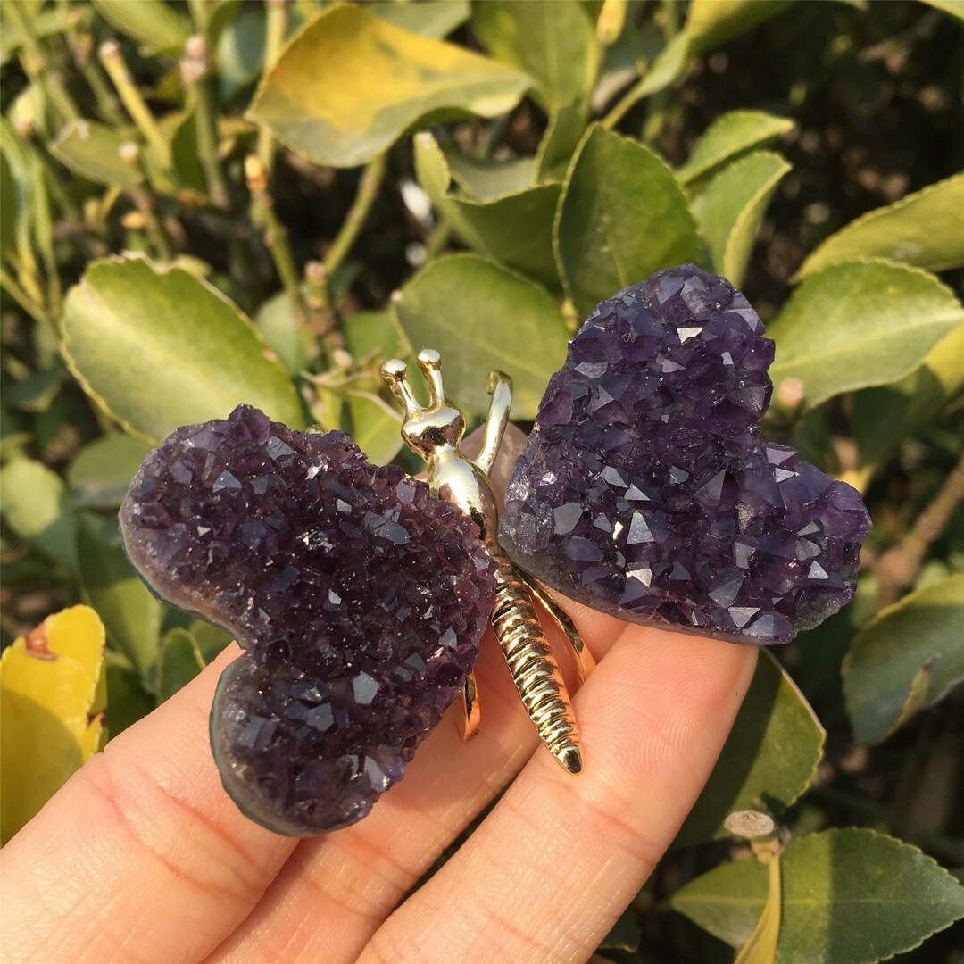 1PC Natural Amethyst Butterfly,quartz Crystal Butterfly,home Decoration ...