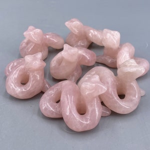 A 2'' Natural Rose Quartz Snake Skull Carved Crystal Skull Reiki ...