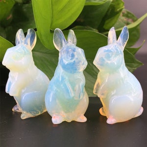 1pc Hand Carving Opalite Rabbit,quartz Crystal Rabbit,mineral Specimen ...