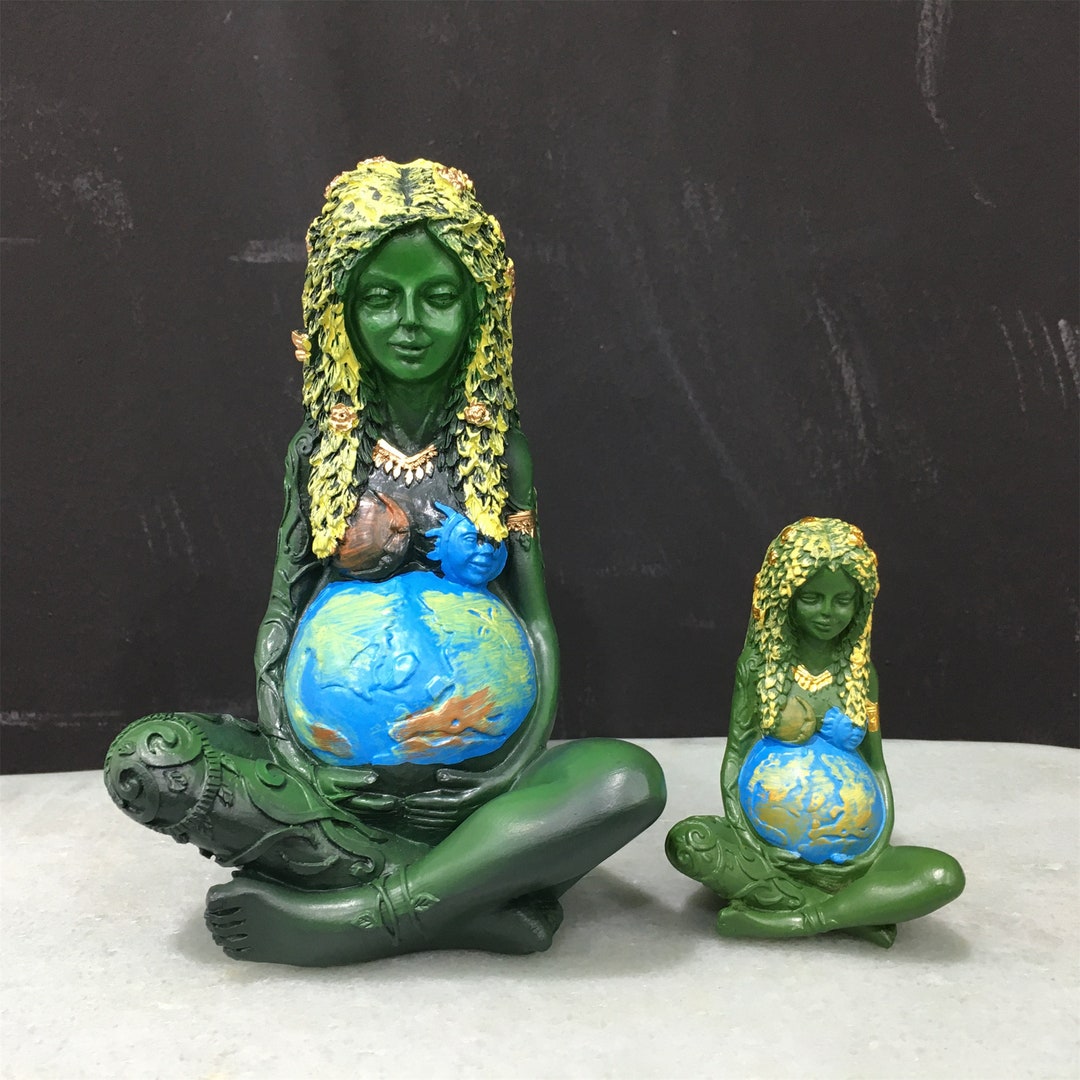 Statue of Goddess Gaia,resin Purple Decorations,mother Earth Resin ...