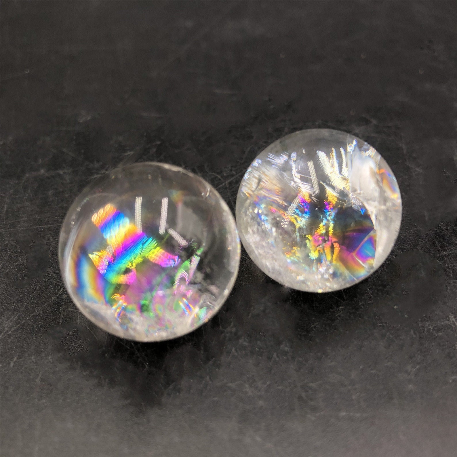 10PCS Natural Clear Quartz Crystal Sphere Rainbow Crystal | Etsy