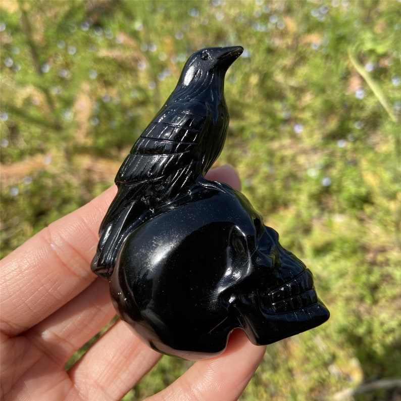 1PC Natural Obsidian Bird Skullquartz Crystal Bird - Etsy