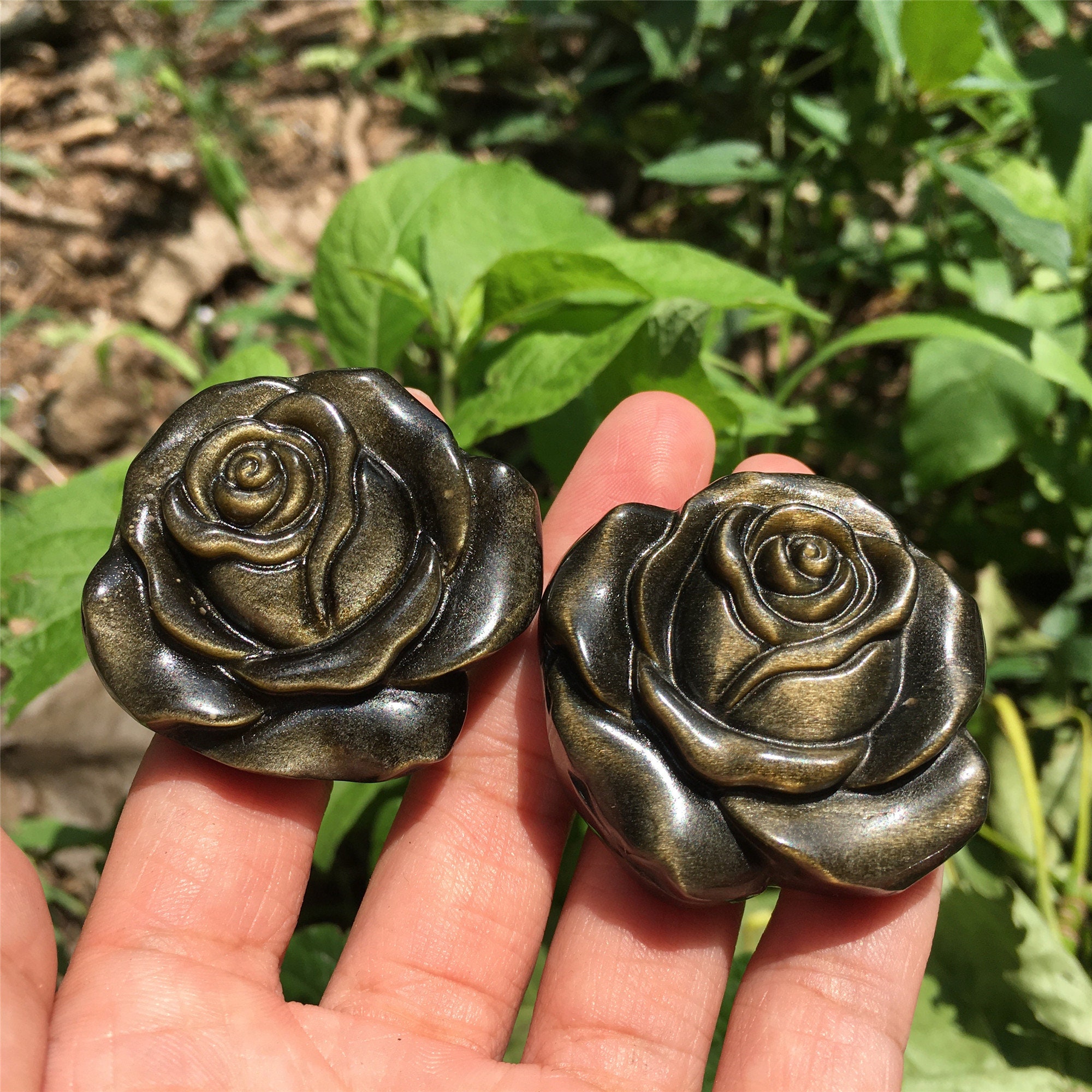 1PC Natural Gold Obsidian Rose Flowerquartz Rose - Etsy UK