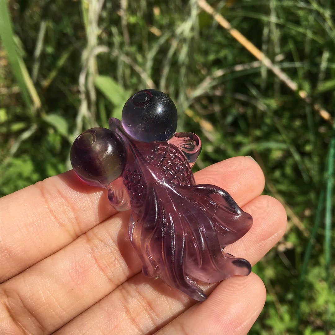 1PC Natural Fluorite Goldfish,quartz Crystal Goldfish,crystal Carving ...