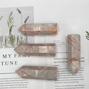 1PC Natural Red Network Stone Quartz Crystal Obelisk,crystal Tower ...