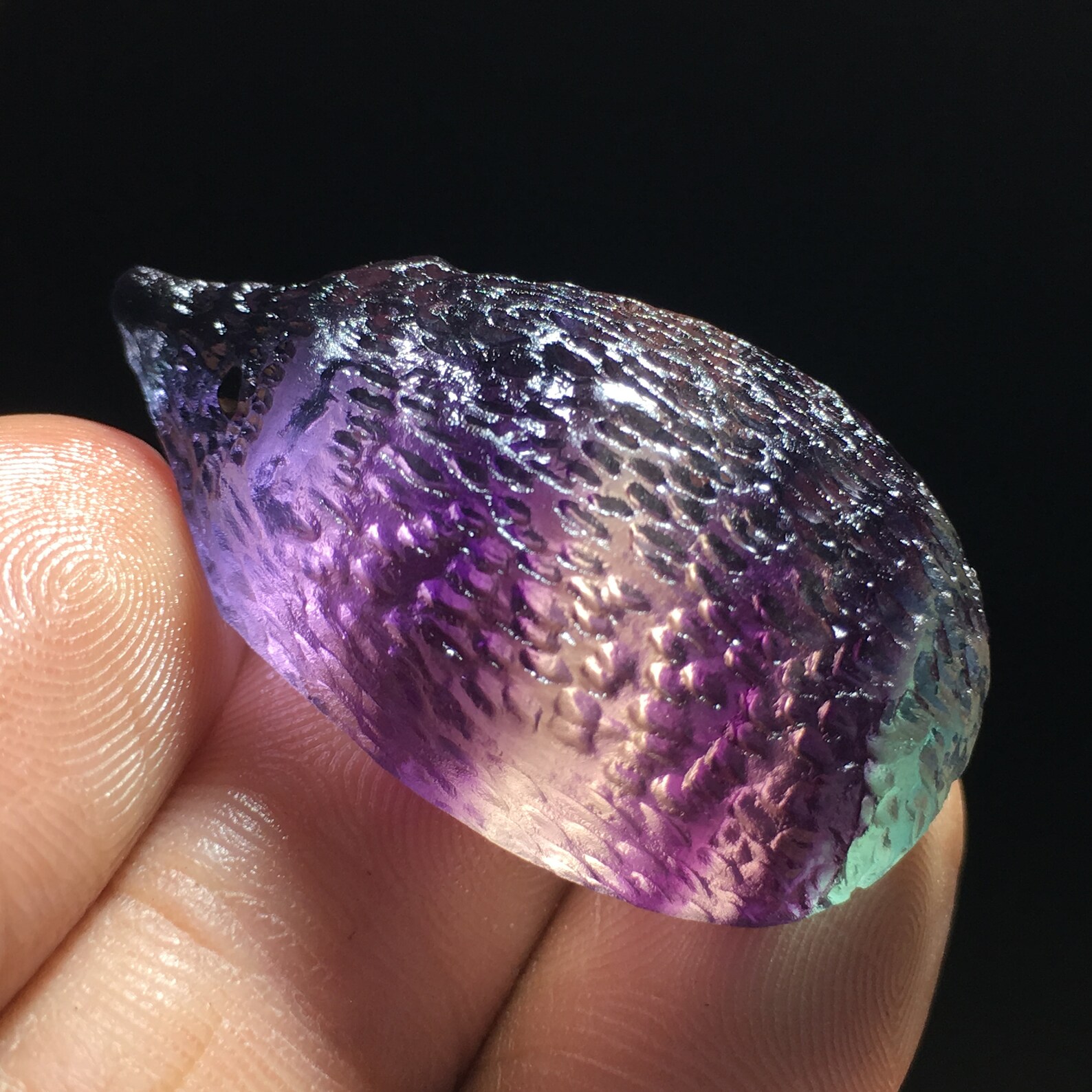 Natural Hand carved Rainbow fluorite hedgehogquartz | Etsy