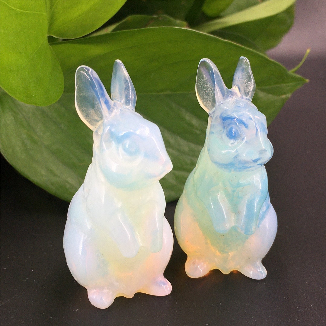 1pc Hand Carving Opalite Rabbit,quartz Crystal Rabbit,mineral Specimen ...