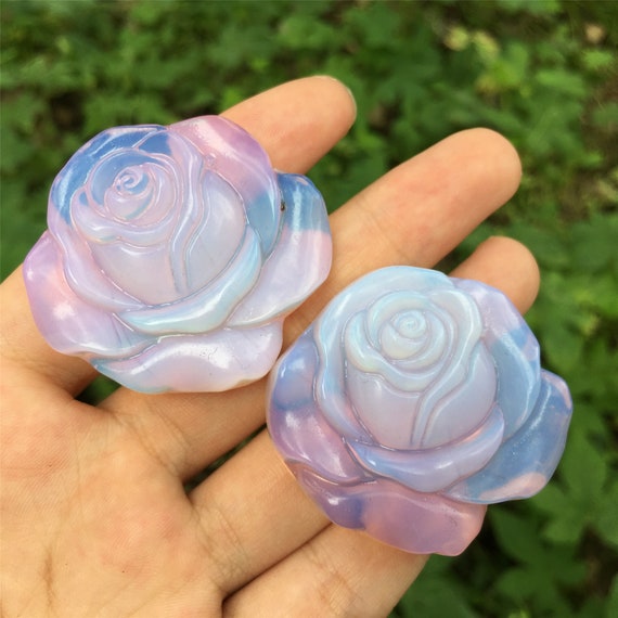 1PC Pink Opalite Rose Flowerquartz Crystal Rose - Etsy