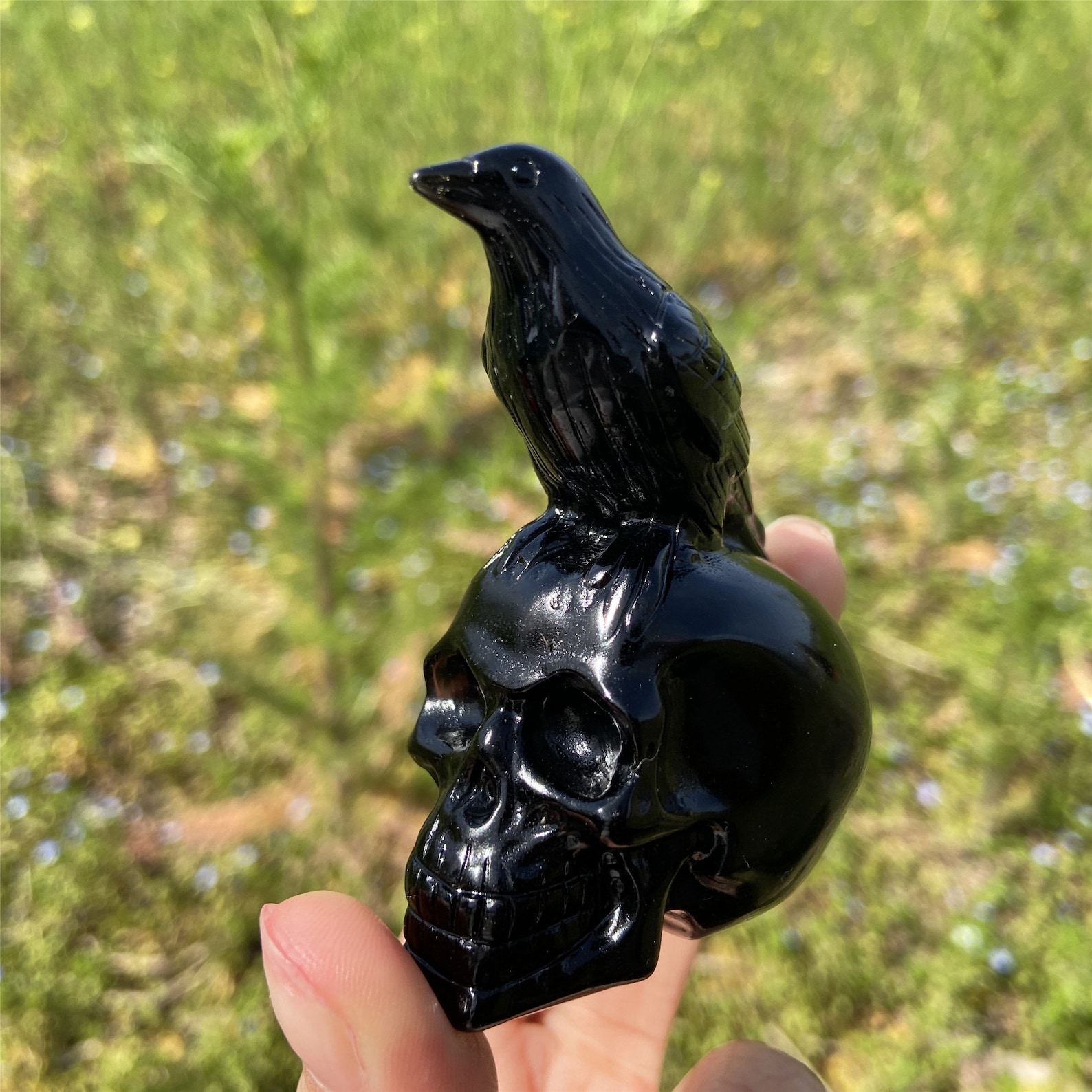 1PC Natural Obsidian Bird Skullquartz Crystal Bird - Etsy