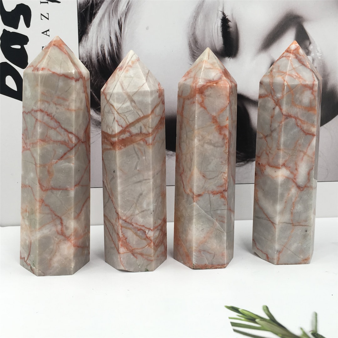 1PC Natural Red Network Stone Quartz Crystal Obelisk,crystal Tower ...