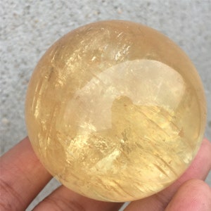 1pc Natural Yellow Iceland Spar Quartz Crystal Sphere,calcite Ball,home ...