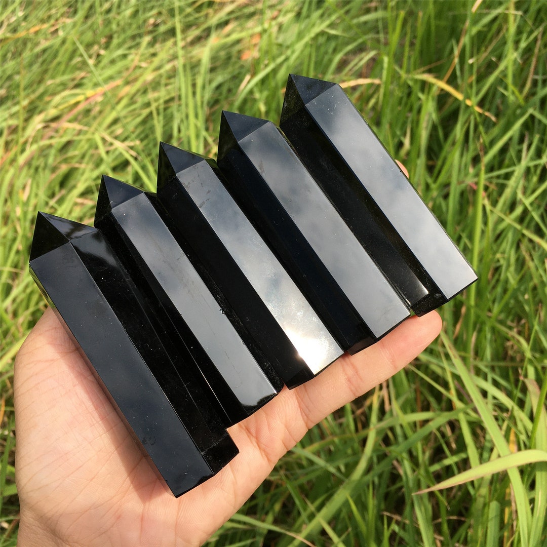 70g Natural Obsidian Obelisk,quartz Crystal Tower,crystal Point Wand ...