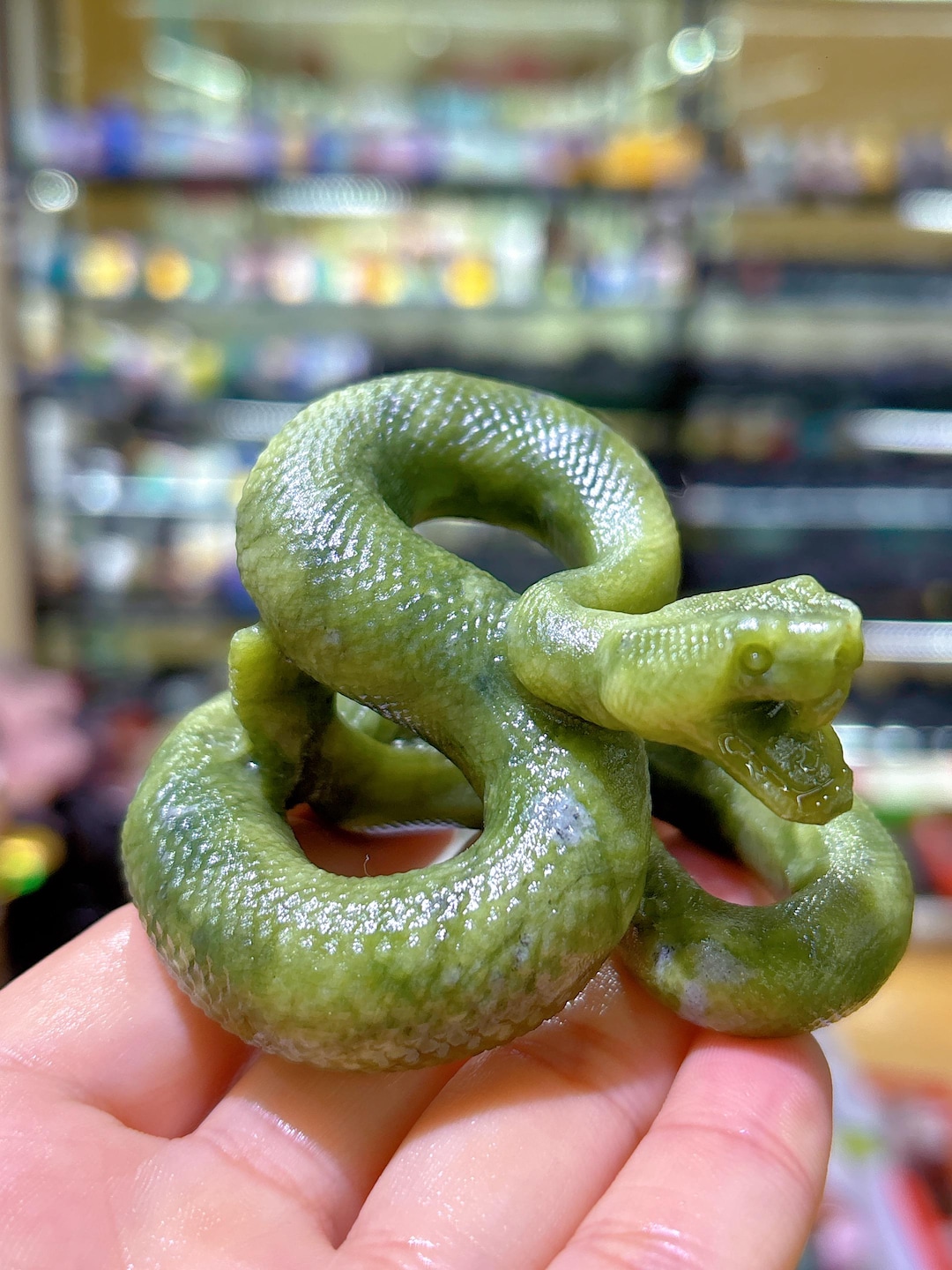 2.8" Natural Hsiuyen Jade Snake,quartz Crystal Snake,crystal Carved ...