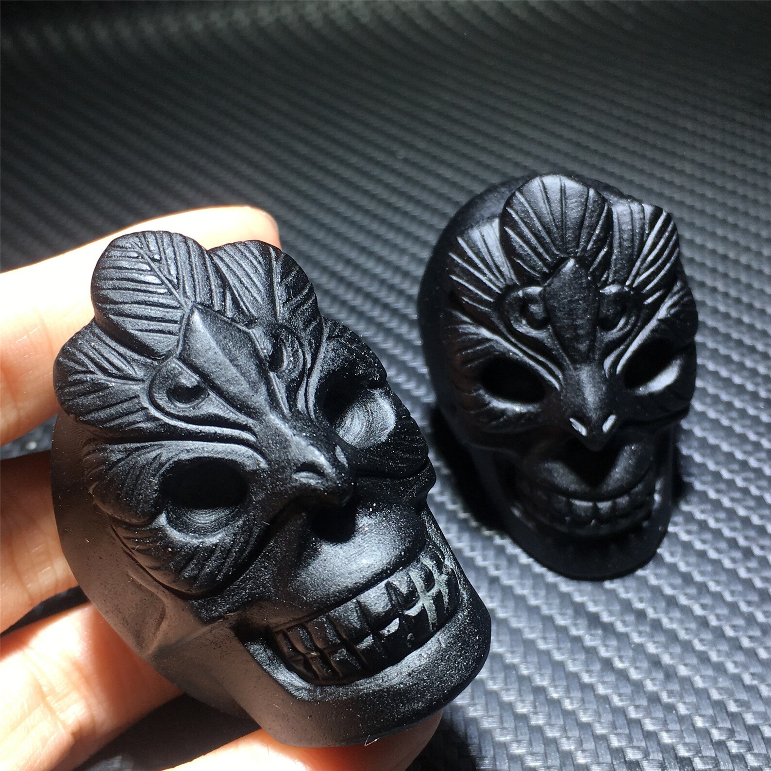 1PC Natural Obsidian Skullhand Carved Quartz Crystal Mask - Etsy