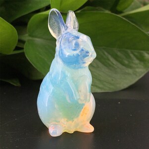 1pc Hand Carving Opalite Rabbit,quartz Crystal Rabbit,mineral Specimen ...