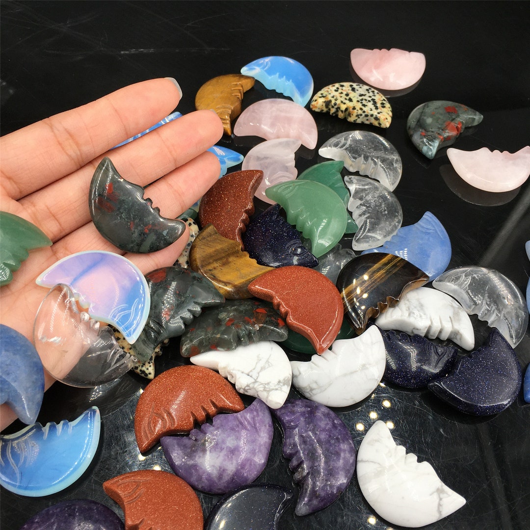 Natural Mix Quartz Moon,quartz Crystal Moon,rock,stone,crystal Bracelet ...