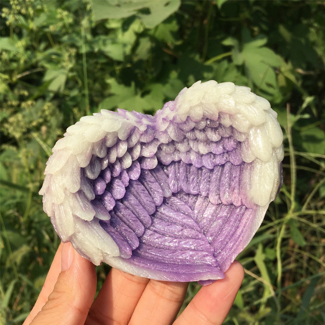 1PC Purple Luminous Stone Wing Ball Base,quartz Crystal Wing,home ...