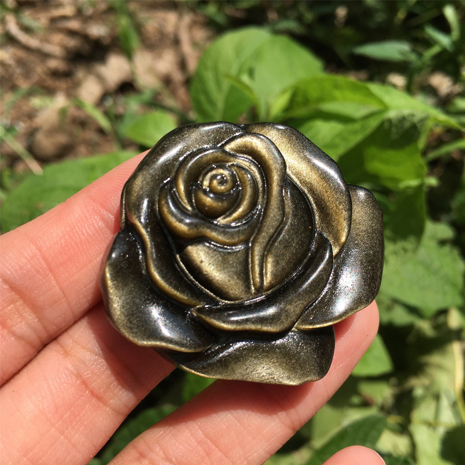 1PC Natural Gold Obsidian Rose Flowerquartz Rose - Etsy UK