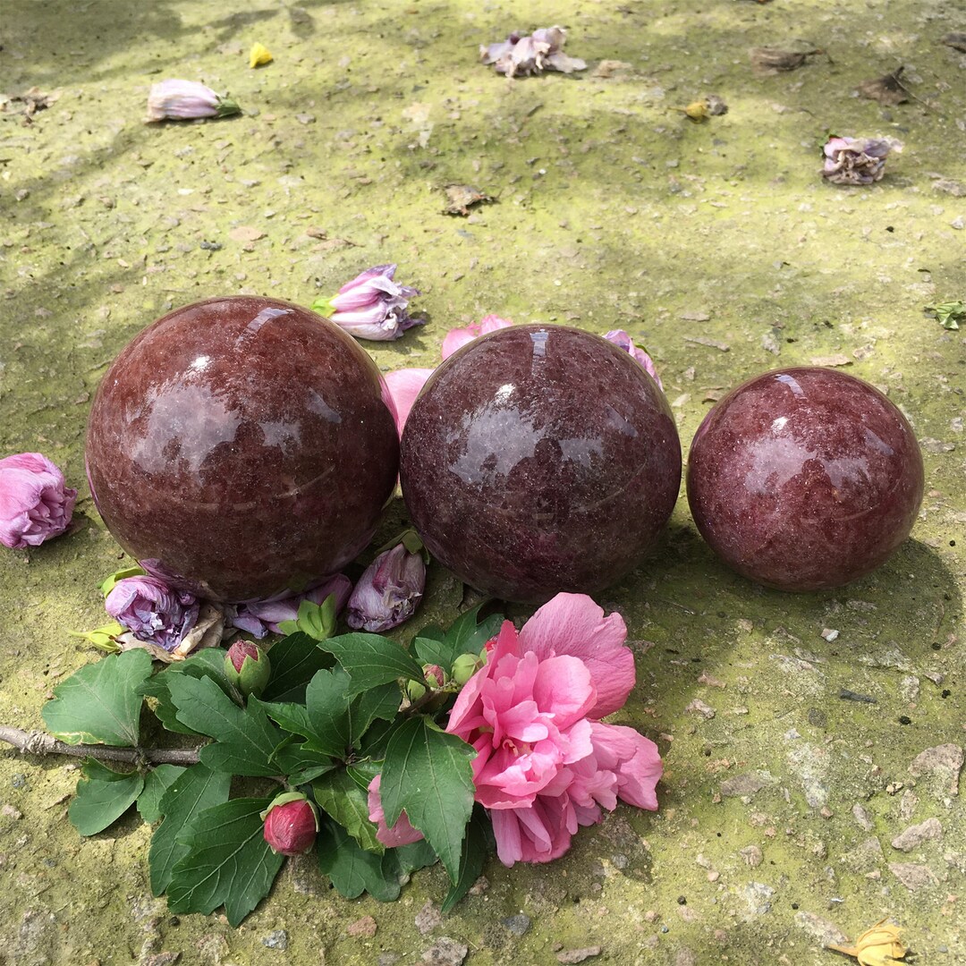 Natural Strawberry Quartz Sphere,crystal Ball,crystal Gift,home ...