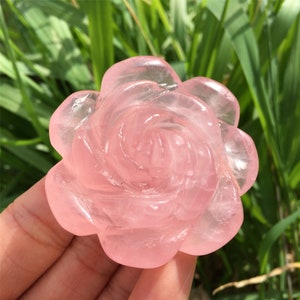 1PC Natural Rose Quartz Flower,quartz Crystal Flower,plant Sculpture ...