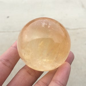 1pc Natural Yellow Iceland Spar Quartz Crystal Sphere,calcite Ball,home ...