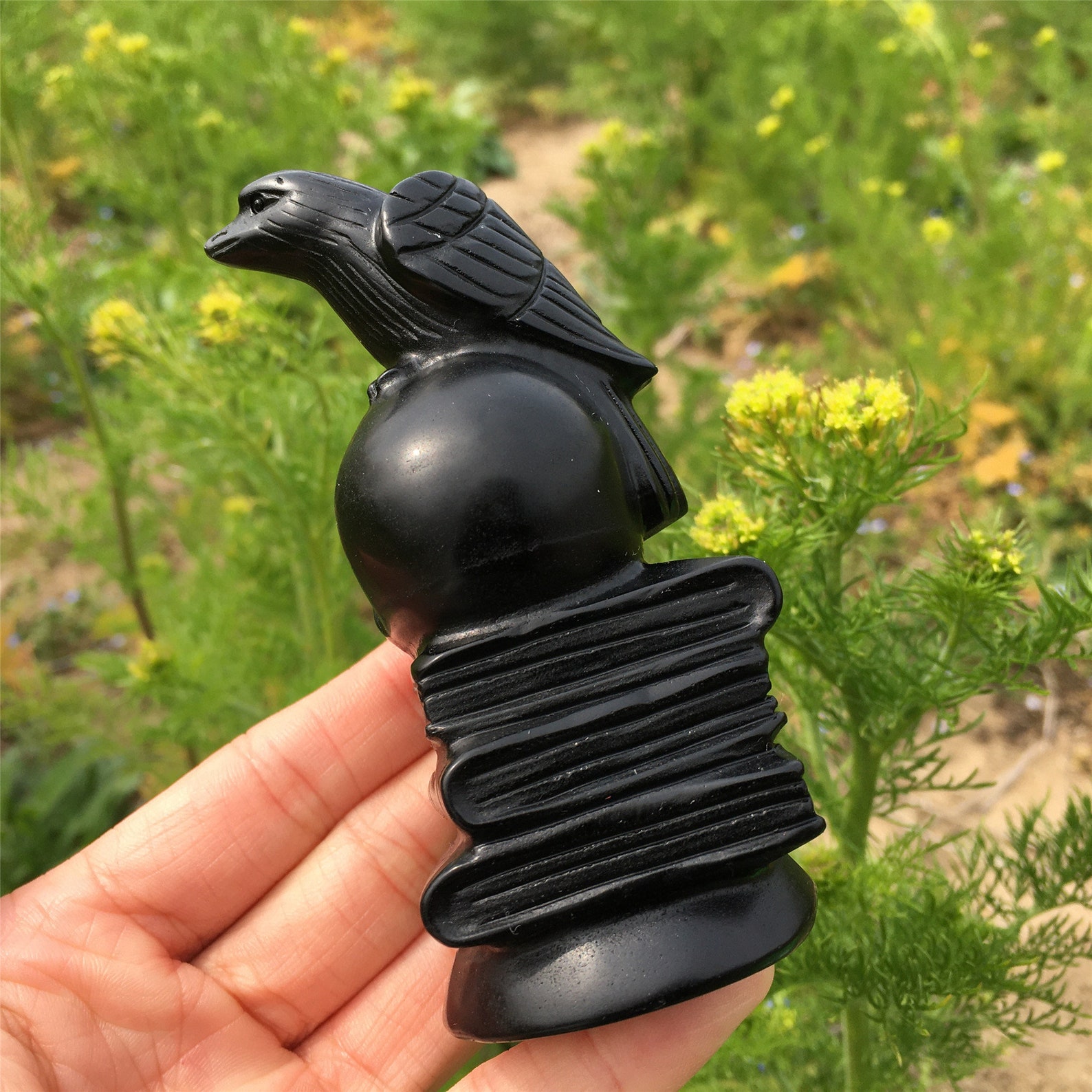 1PC Natural Obsidian Bird Skullquartz Crystal Bird - Etsy