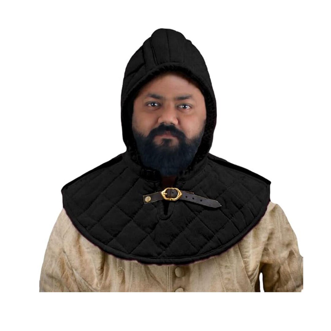 Buy The Medievals Hood With Collar Cotton Fabric Thick Padded Gambeson ...