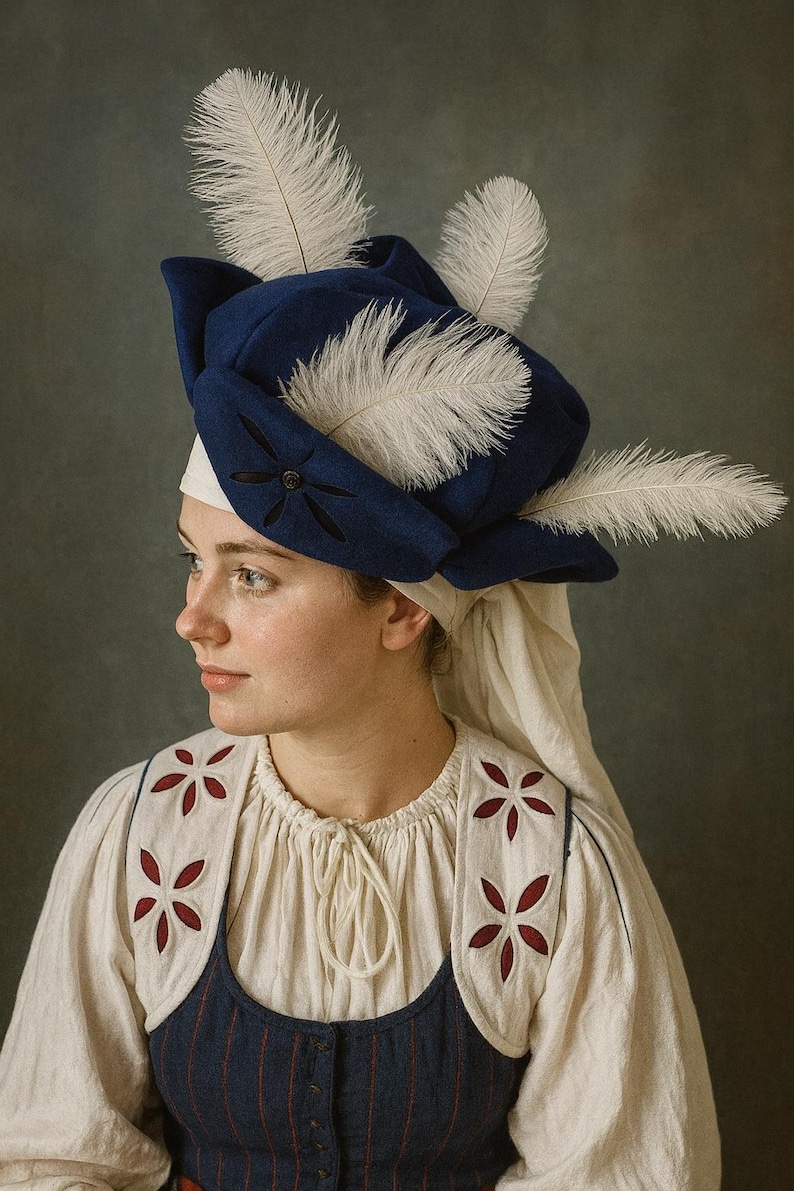 Female Landsknecht Hat With Feathers, Medievals Feather Hats ...