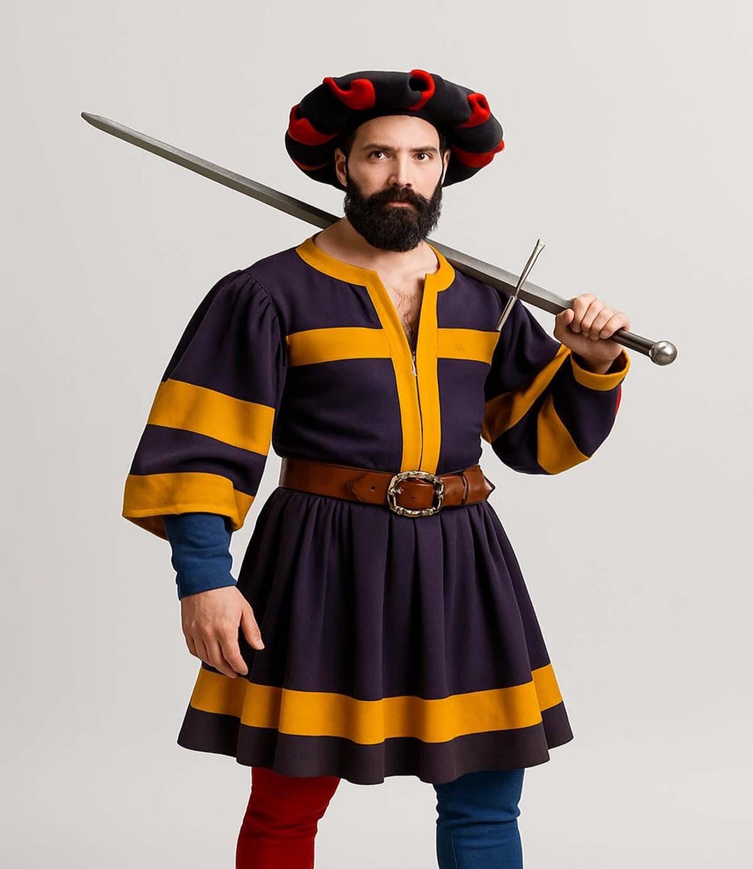 Renaissance Woolen Landsknecht Costume, Medievals Tunic for SCA, LARP ...