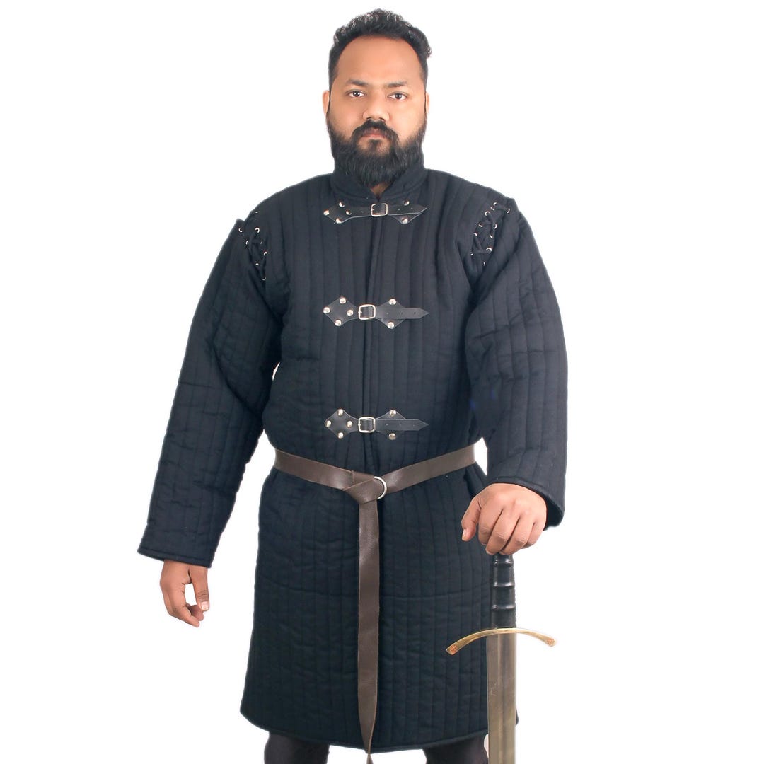 Medieval Padded Gambeson, Knight Armor Costume, Full Length Quilted ...