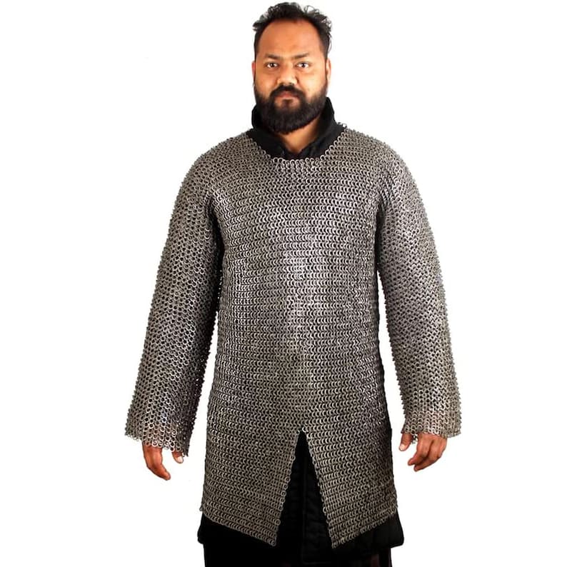 Medieval Chainmail Shirt 09mm ID Flat Riveted Hauberk Armor - Etsy
