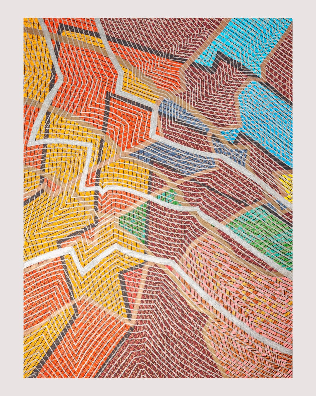 Abstract Line Art, Silver, Blue, Maroon and Orange Abstract Art, 18x24 ...