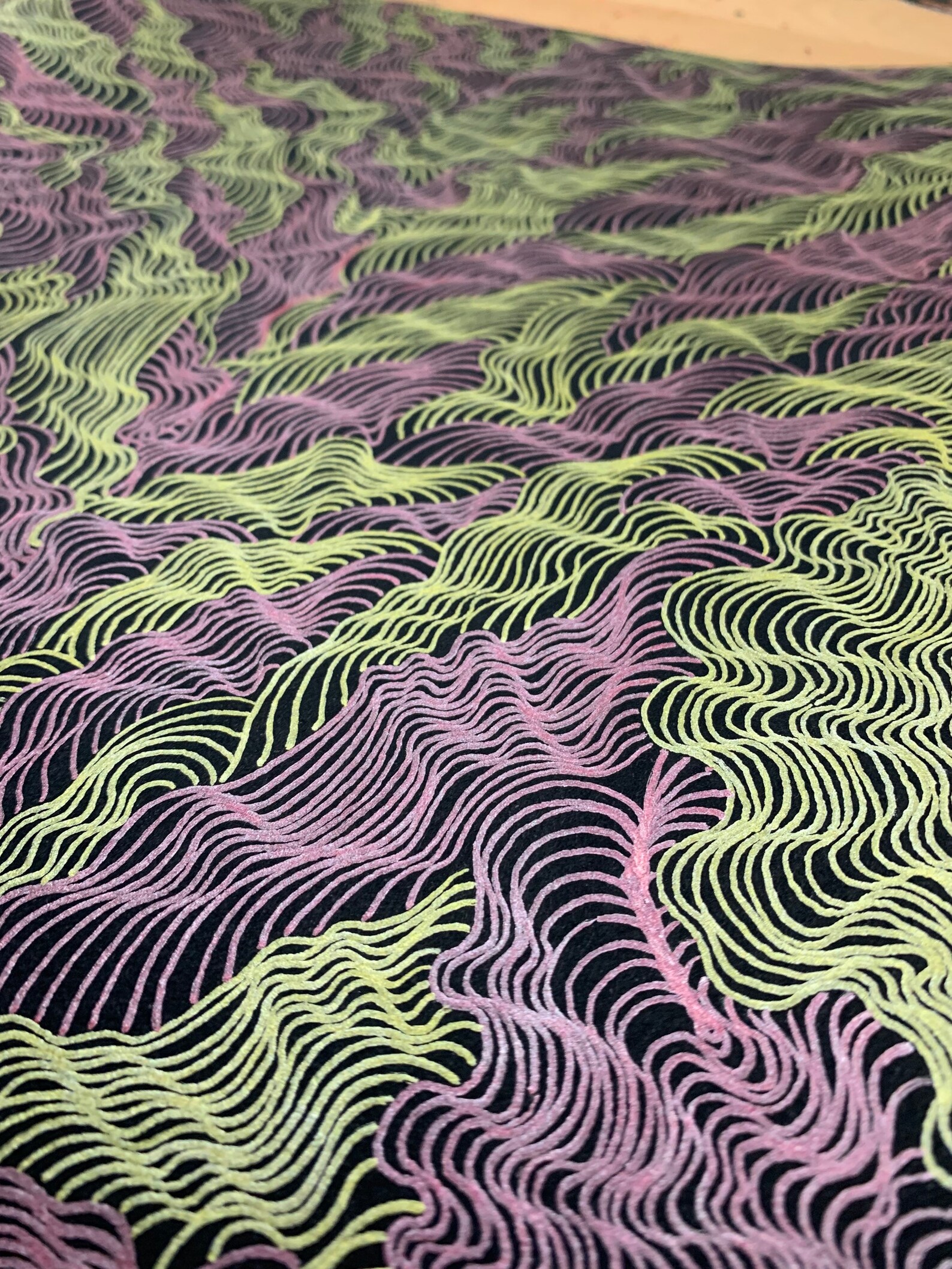 Metallic Gold & Pink Infinity Lines on 14x11 Black Mixed Media - Etsy