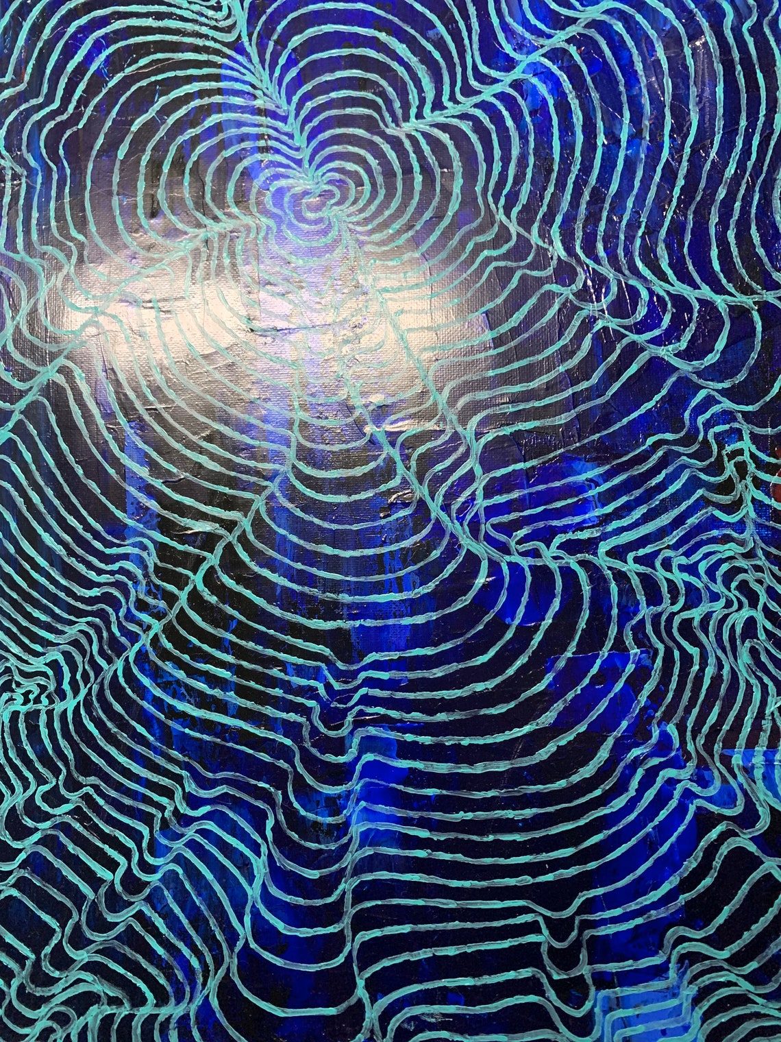 Blue Abstract Line Art, Original Art, Unframed Art, Original Abstract ...