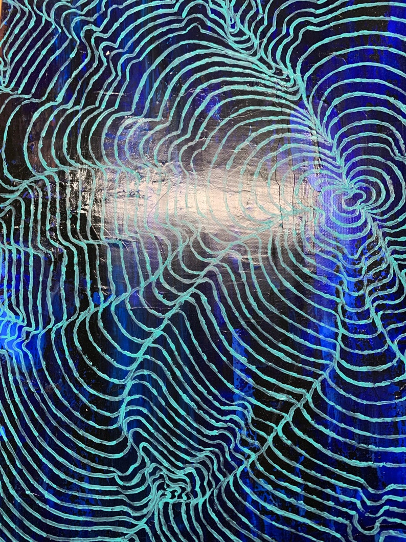 Blue Abstract Line Art, Original Art, Unframed Art, Original Abstract ...