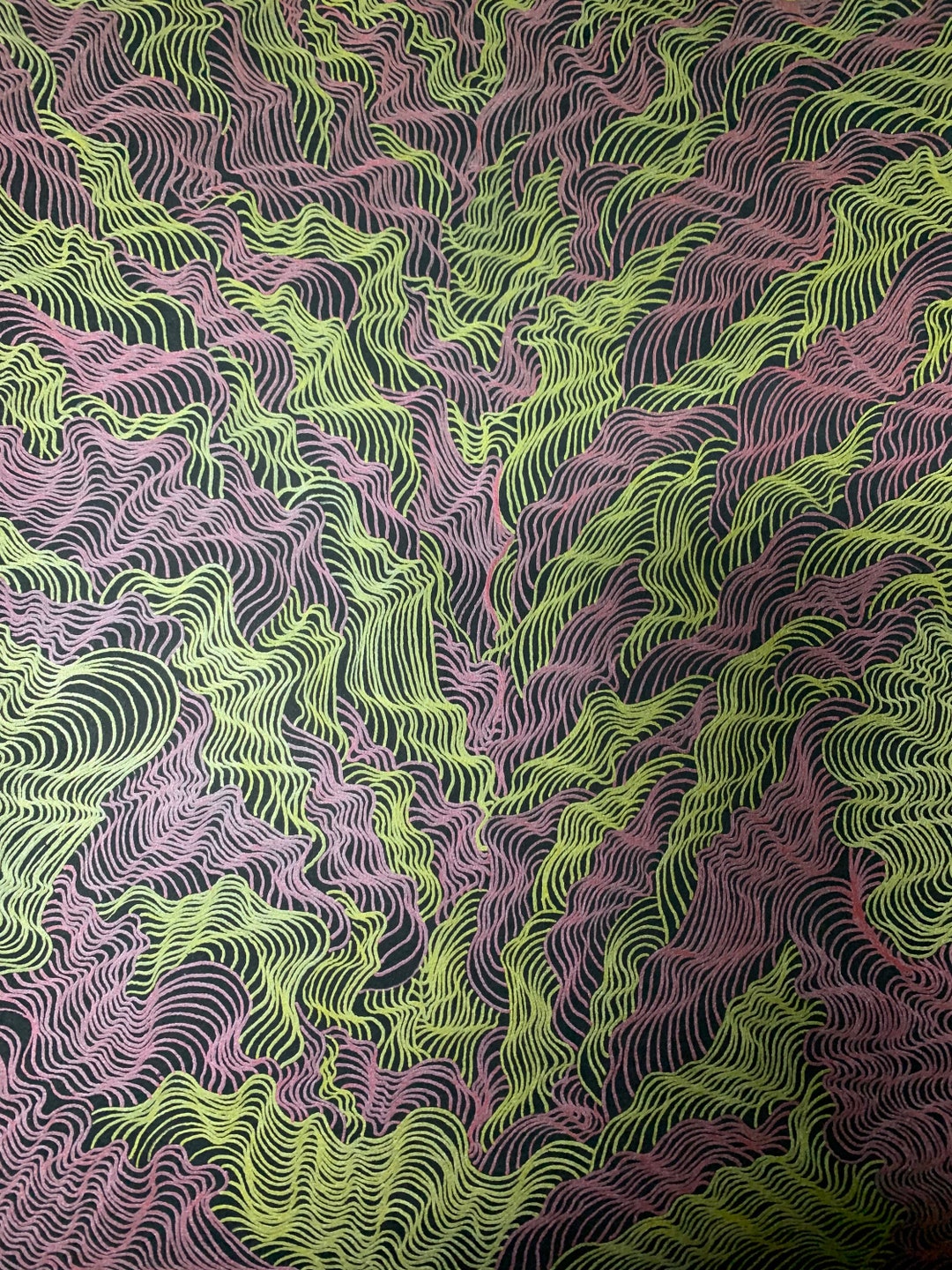 Metallic Gold & Pink Infinity Lines on 14x11 Black Mixed Media - Etsy