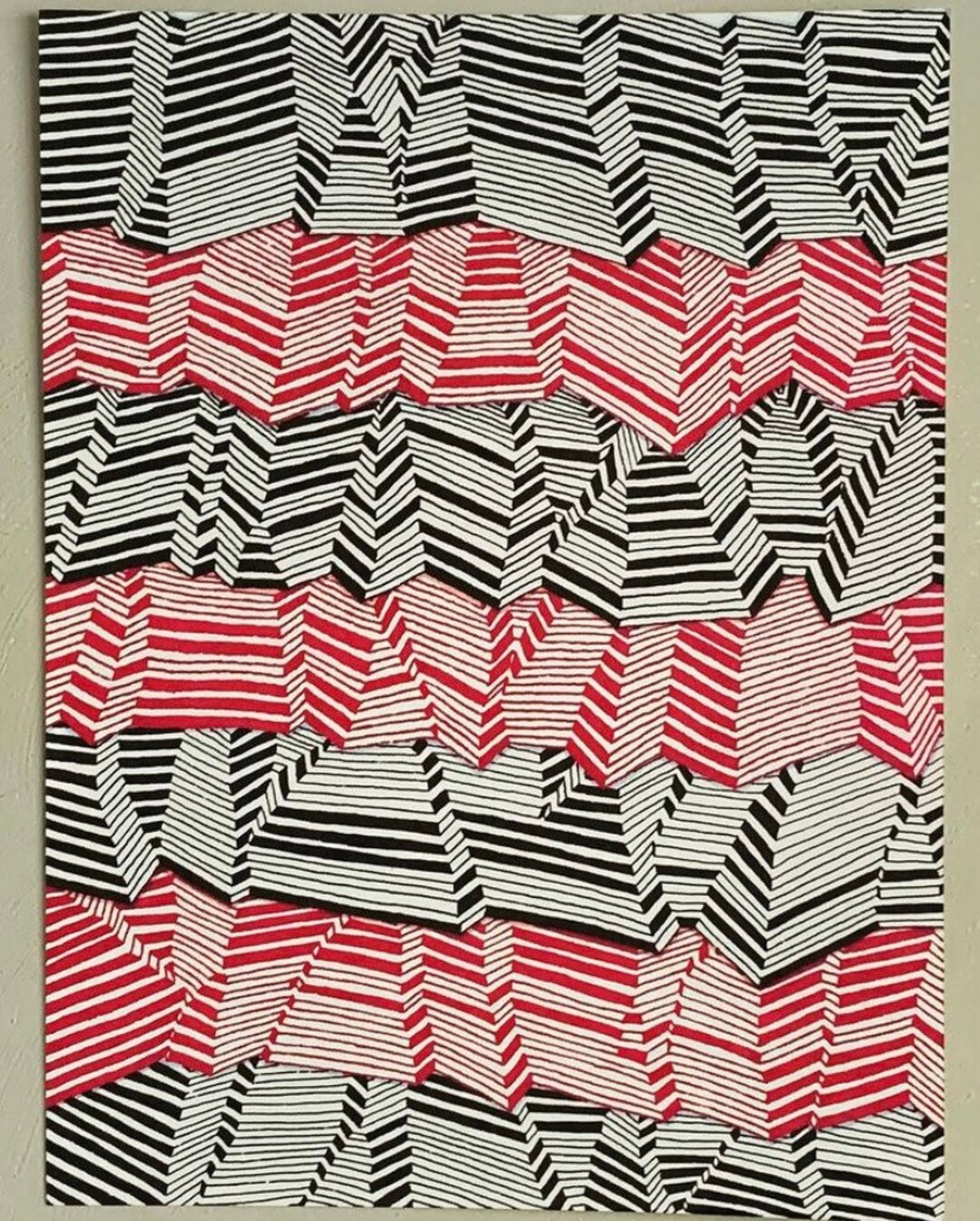 Black and Red Line Drawing, Original Abstract Art, Marker Drawing ...