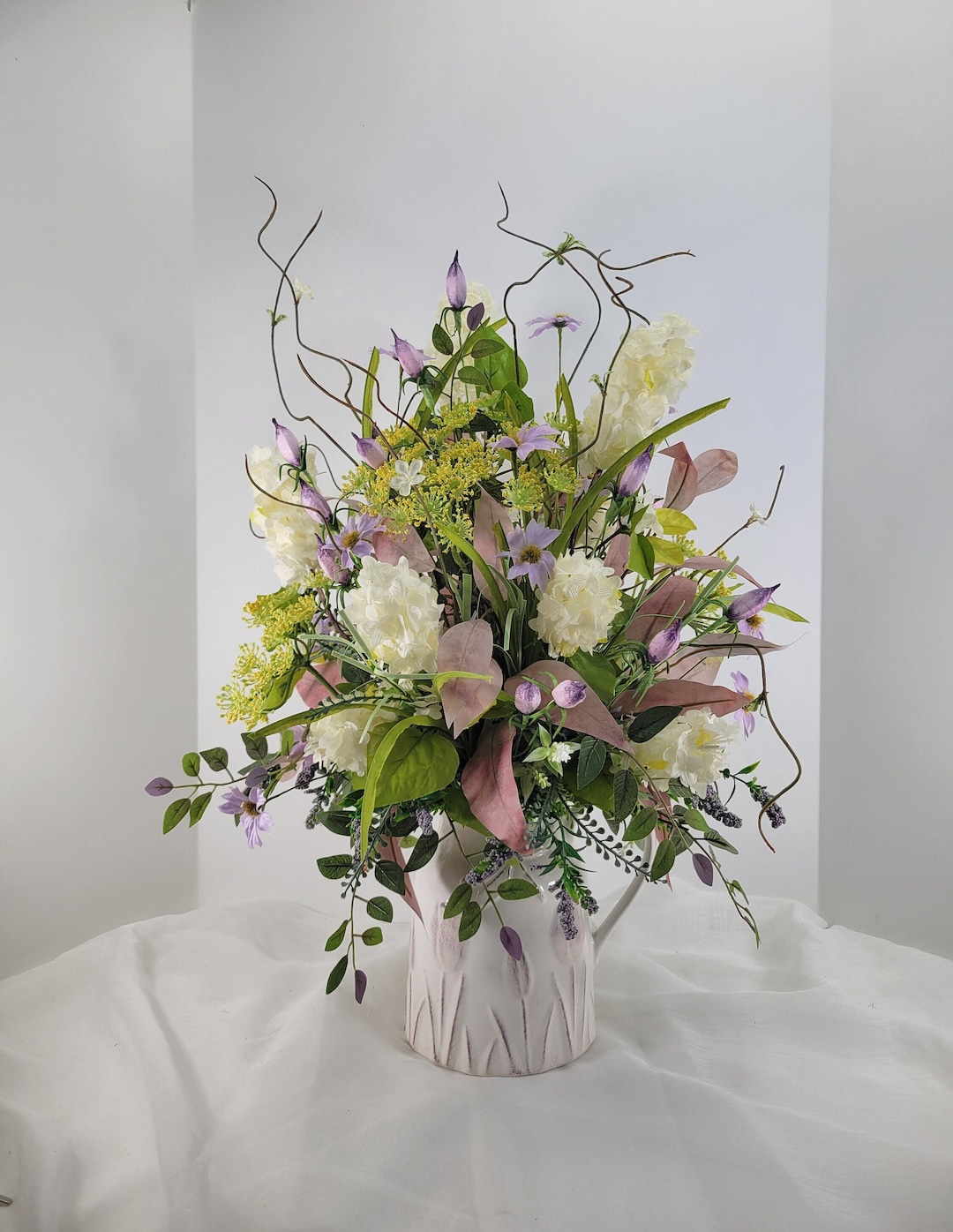 Large Spring Arrangement, Spring Flowers in Handmade Ceramic Pitcher ...