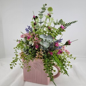 Pink Tea Pot Arrangement for Small Table, Artificial Flowers, Petite ...