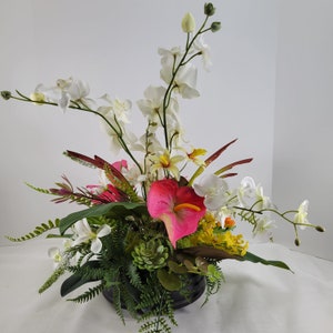 Tropical Arrangement Orchid Table Decor Unique Floral - Etsy