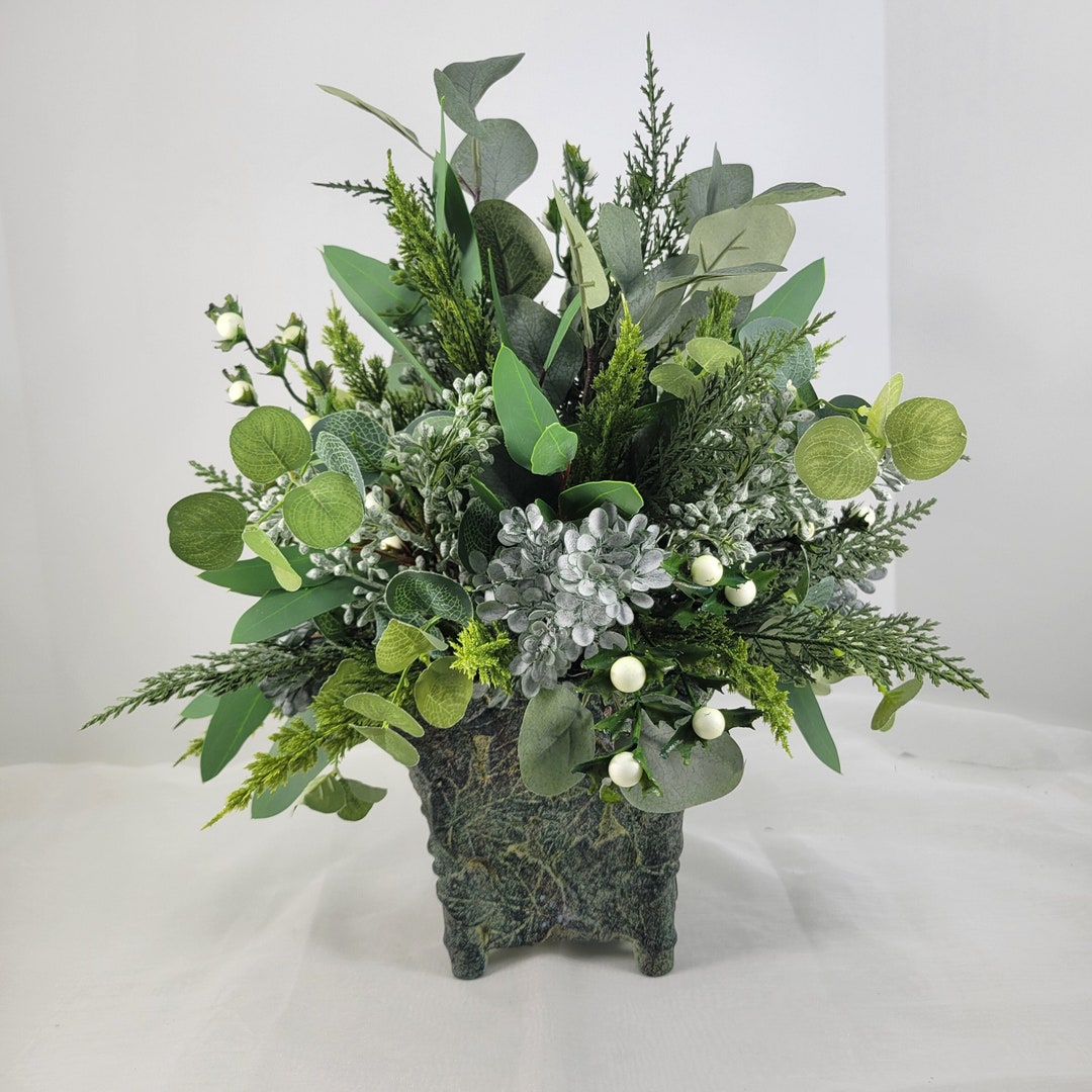 Unique Green Square Pottery Planter, Botanical Fusion Home Decor ...