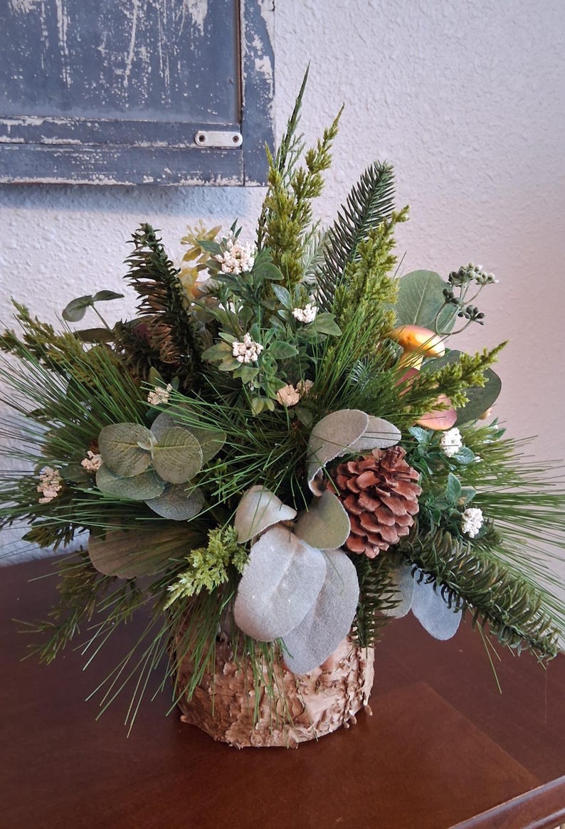 Birch Bark Centerpiece: Rustic Farmhouse Table Decor, Artificial ...