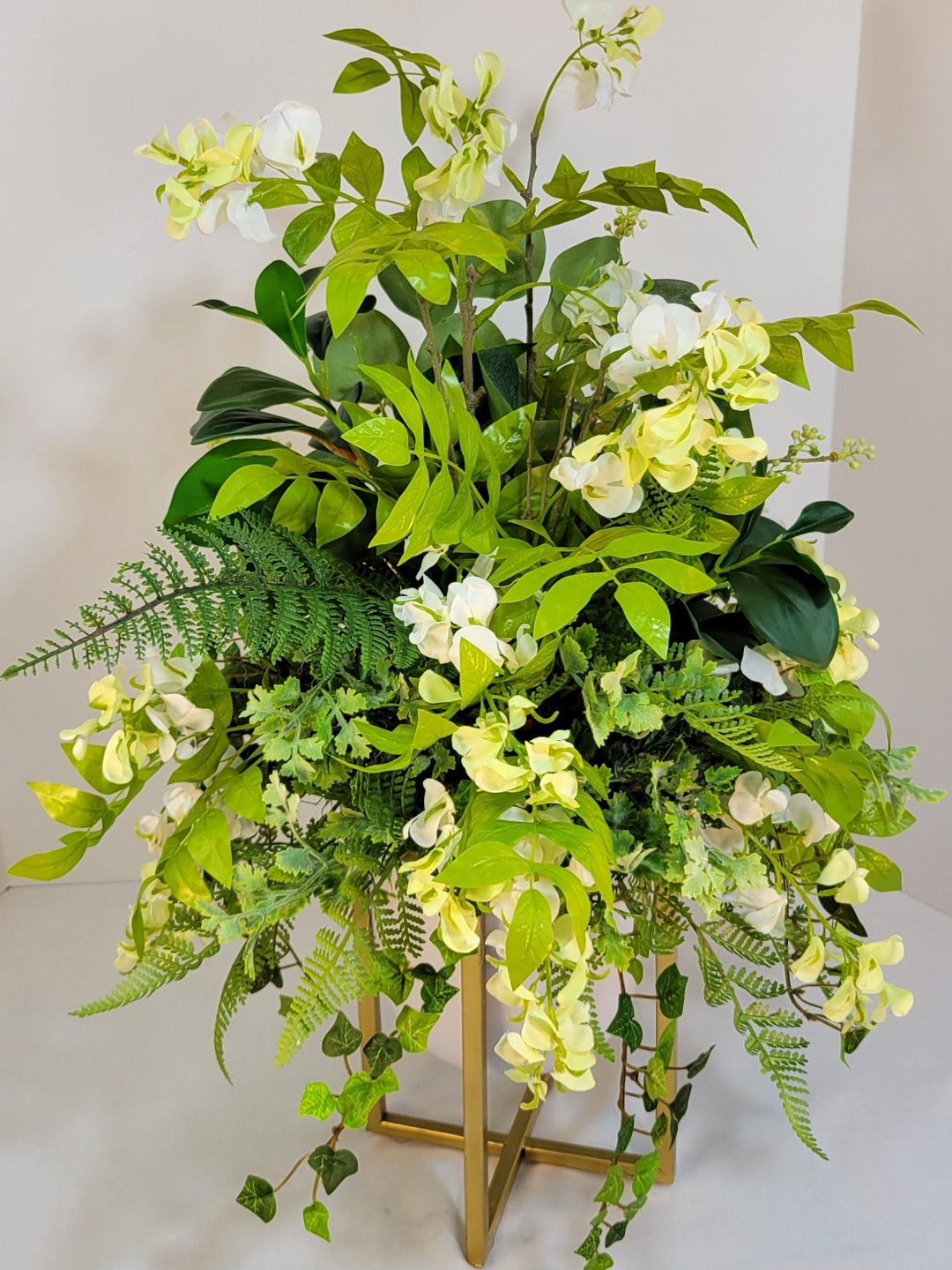 Faux Greenery Arrangement, Artificial Botanicals, White Contemporary ...