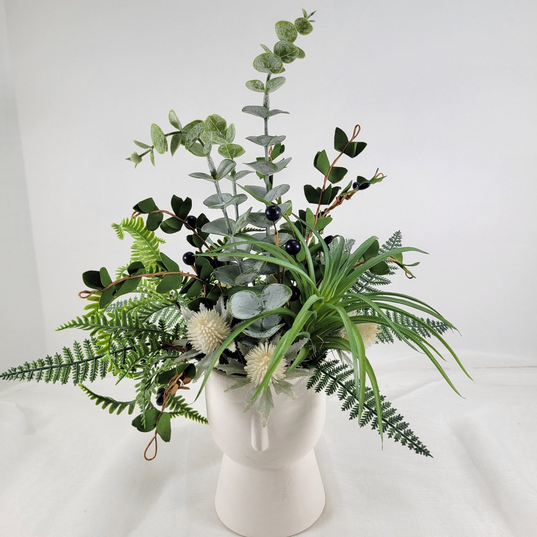 Unique Planter, Artificial Green Plants, Greenery Decor for Small Table ...