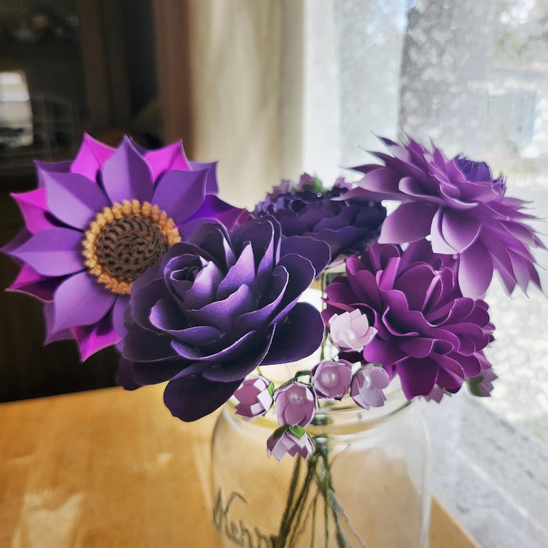 Purple Paper Flowers - Etsy