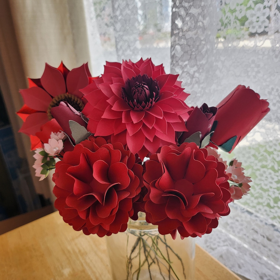 Red Paper Flower Bouquet - Etsy