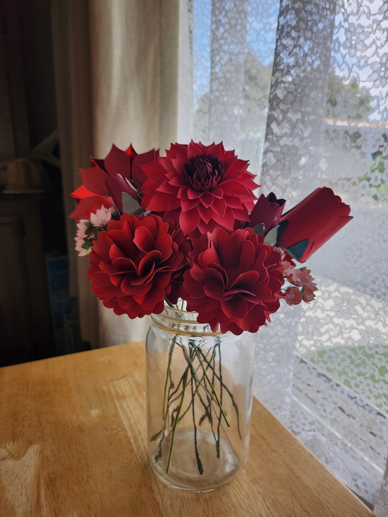 Red Paper Flower Bouquet - Etsy