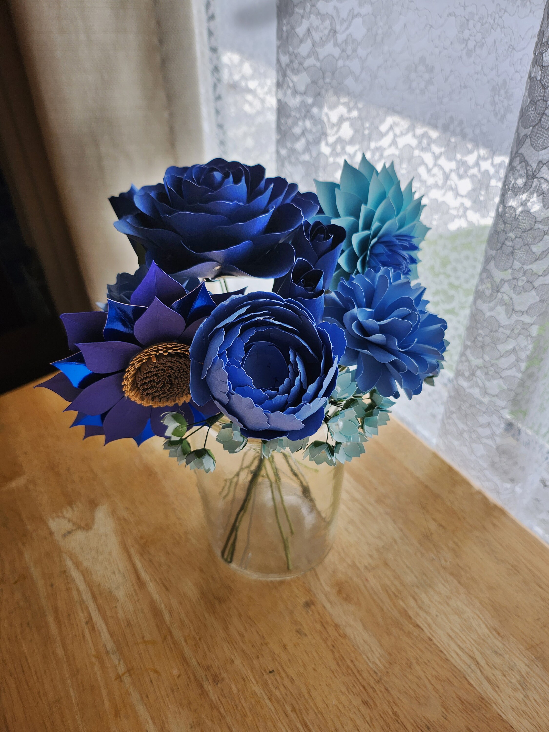 Blue Paper Flower Bouquet Vers #1 - Etsy