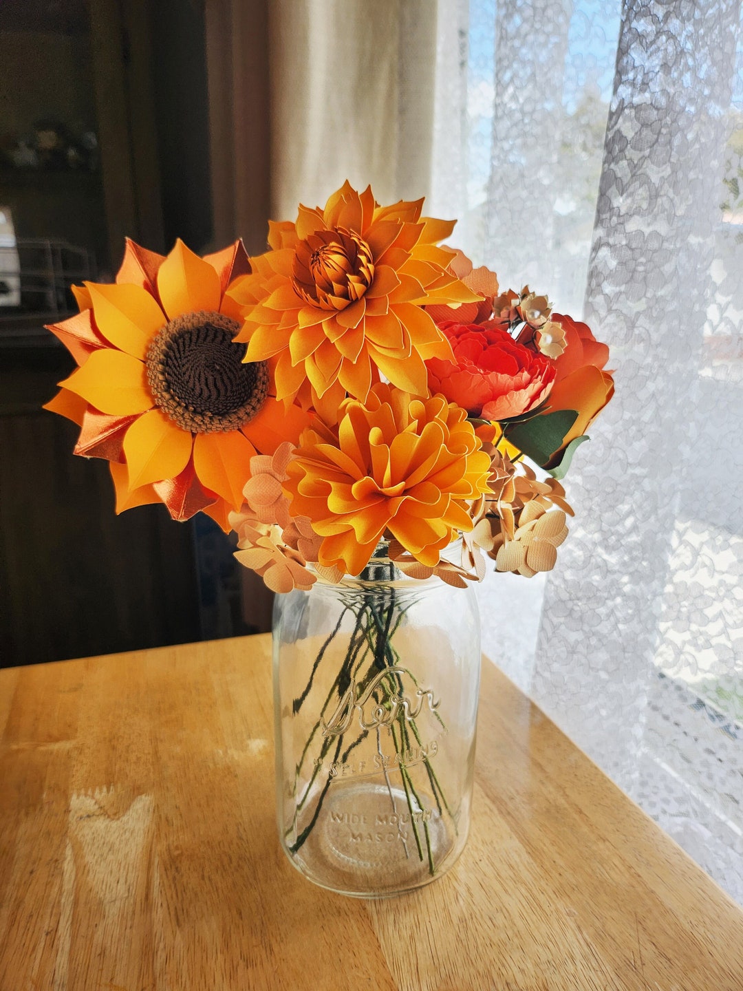Orange Paper Flower Bouquet - Etsy