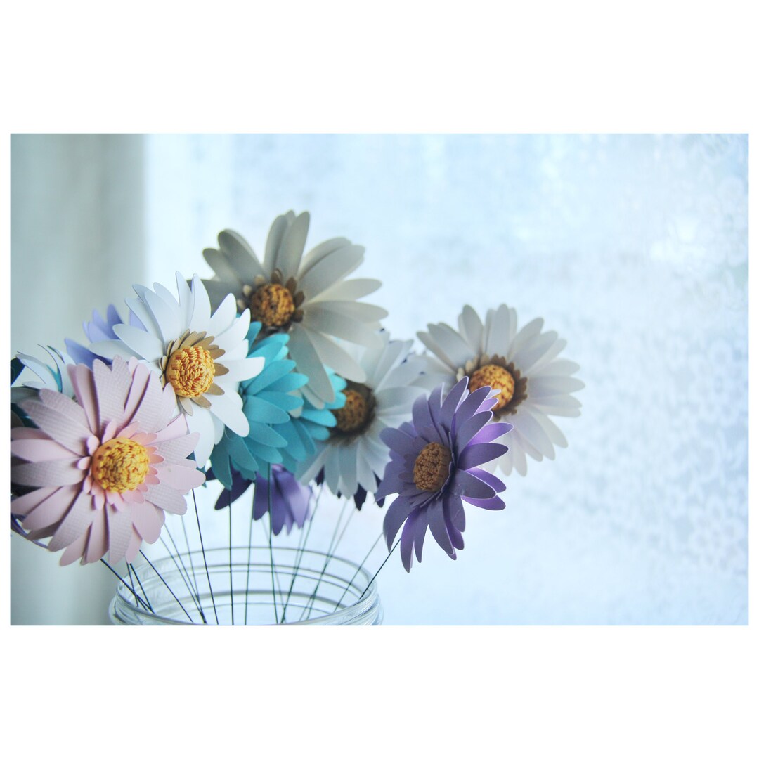 Decorative Handmade Stemmed Paper Daisies - Etsy